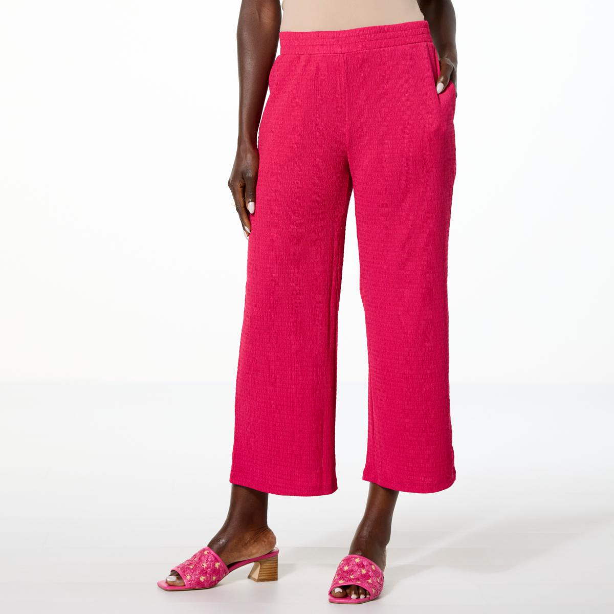 Colleen Lopez Textured Knit Cropped Wide-Leg Pull-On Pant | HSN