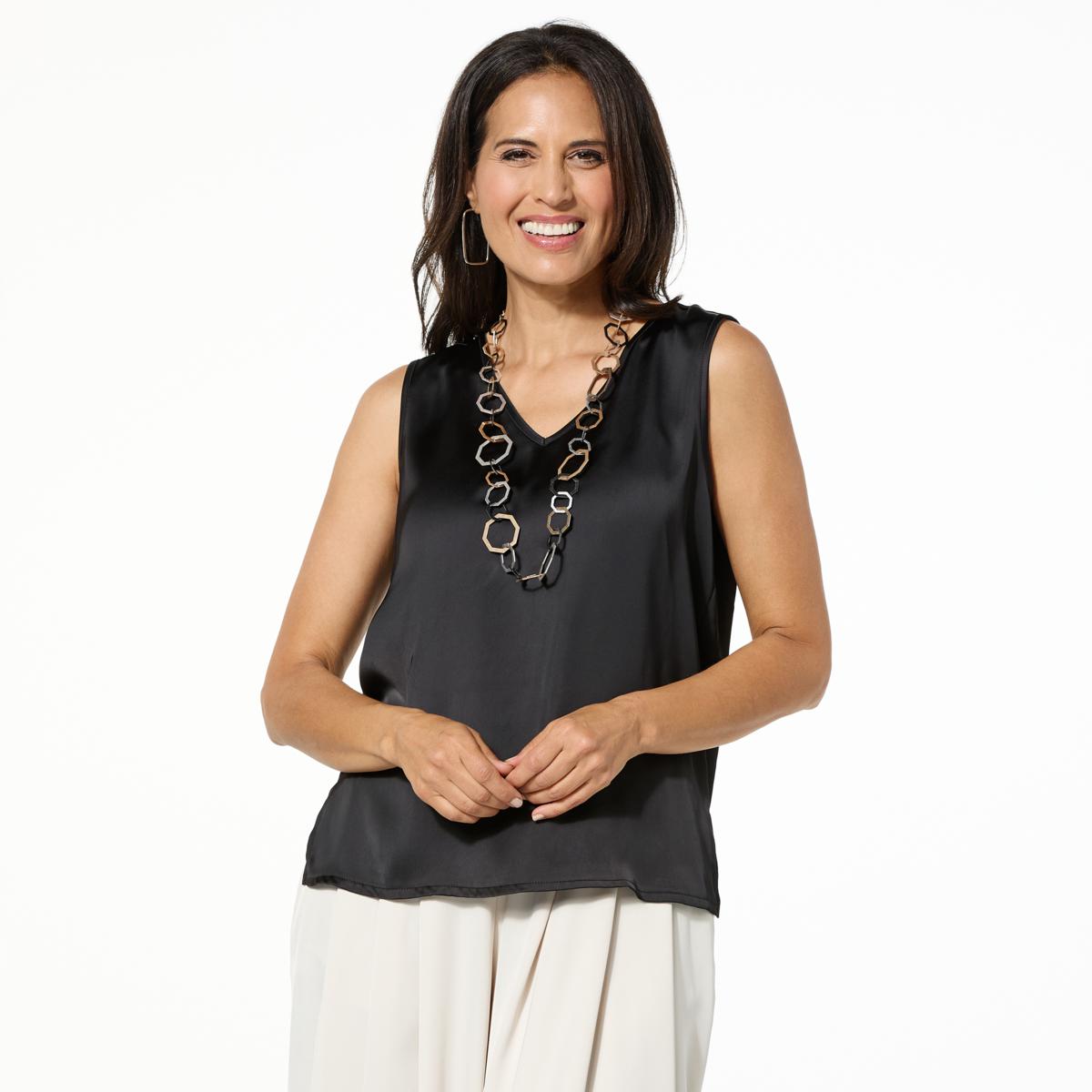 WynneOccasion Satin V-neck Tank Top | HSN