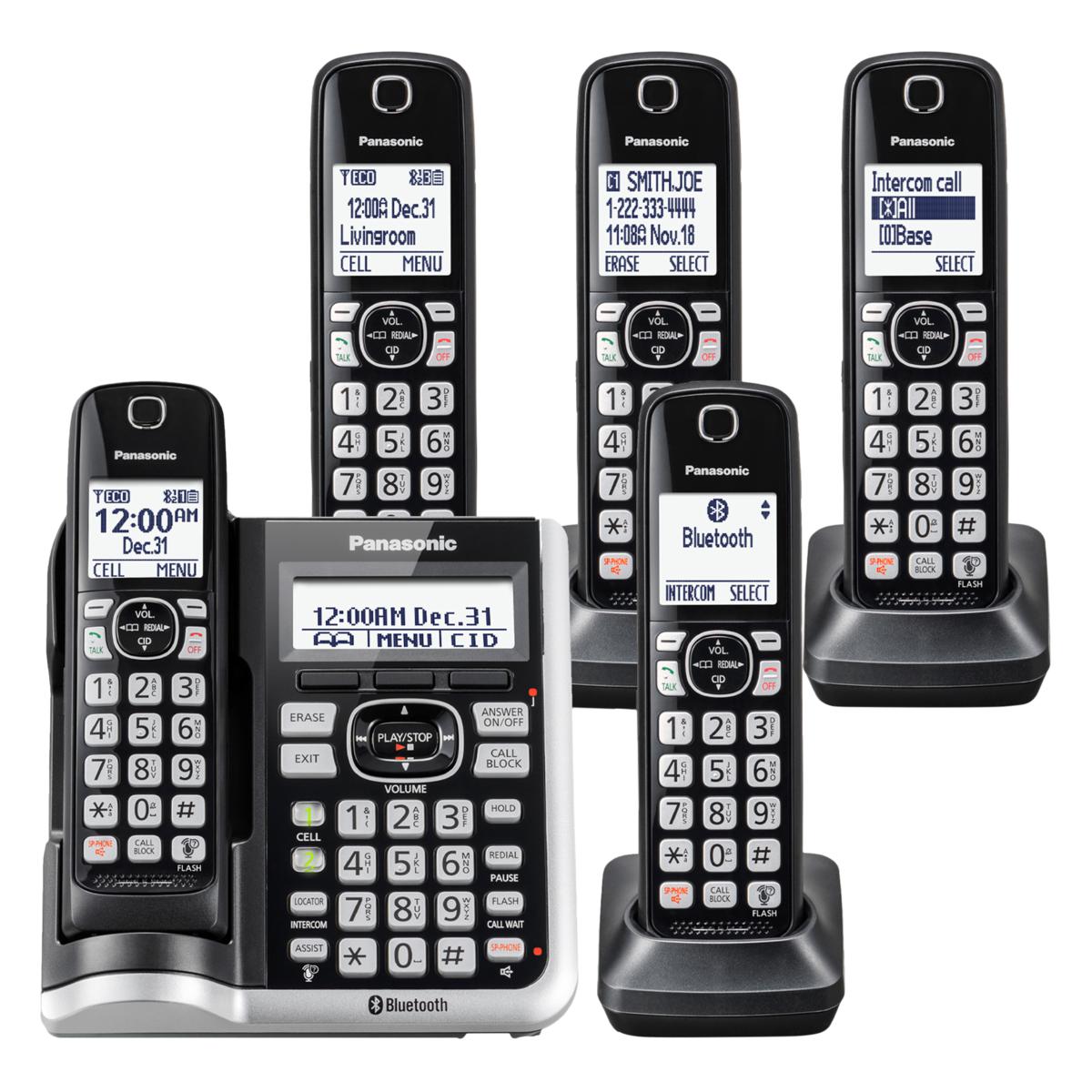 Panasonic 5 Cordless Handset Set with Call Block & Link to Cell | HSN