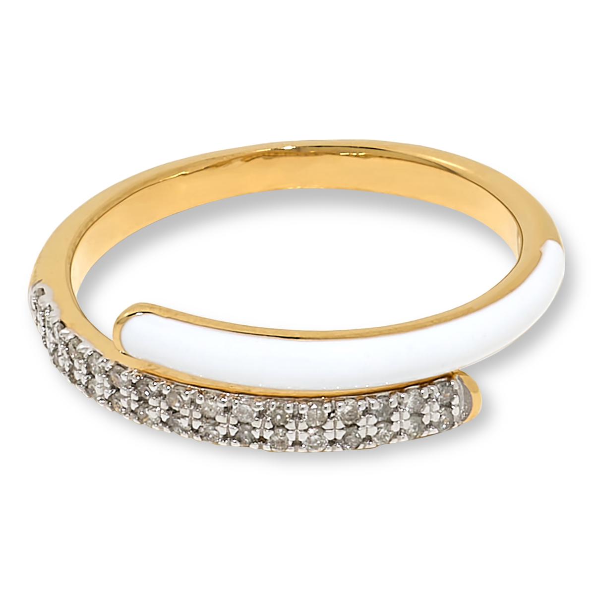 Rarities Gold-Plated Diamond and Enamel Bypass Band Ring | HSN