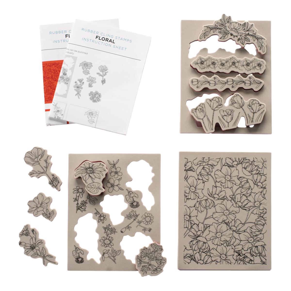 Diamond Press Birthday or Floral Cling Rubber Stamp Kit | HSN