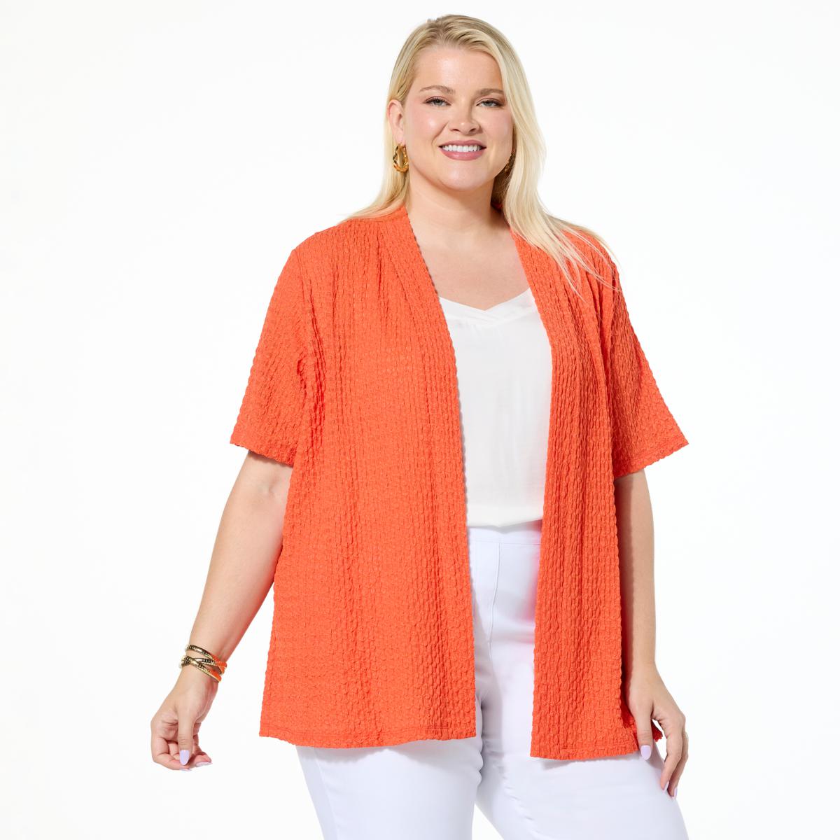 Antthony Short-Sleeve Textured Plissé Cardigan | HSN
