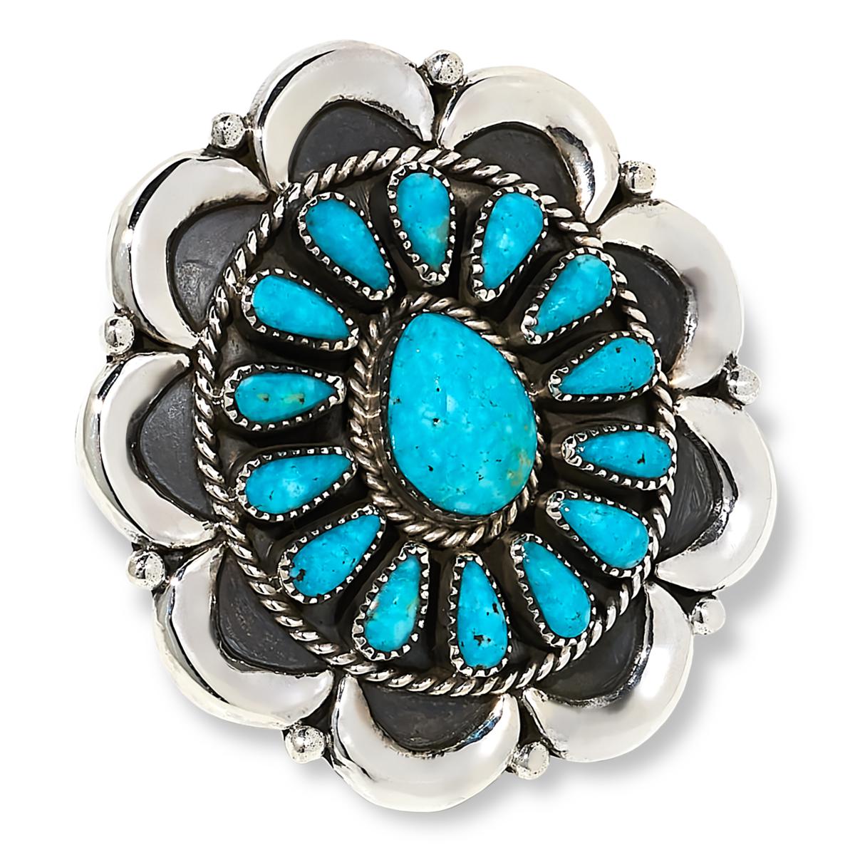 Chaco Canyon Sterling Silver Campitos Turquoise Cluster Ring | HSN