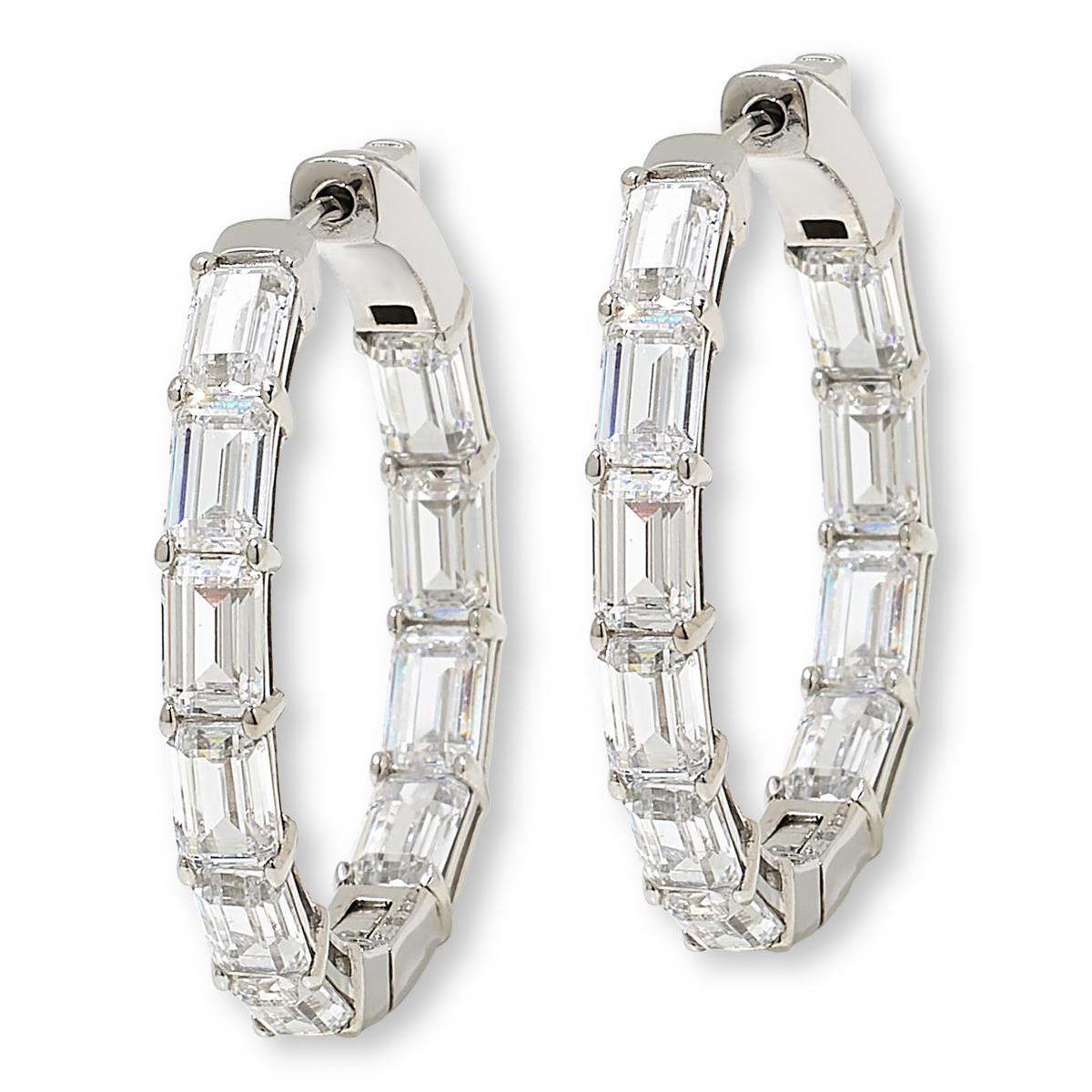 Radiance by Absolute™ Emerald Cut 1" Inside-Outside Hoop Earrings | HSN