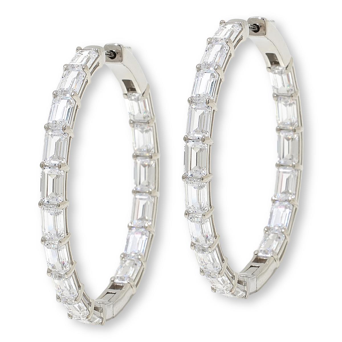 Radiance by Absolute™ Emerald Cut 1-1/2" Inside-Outside Hoop Earrings | HSN