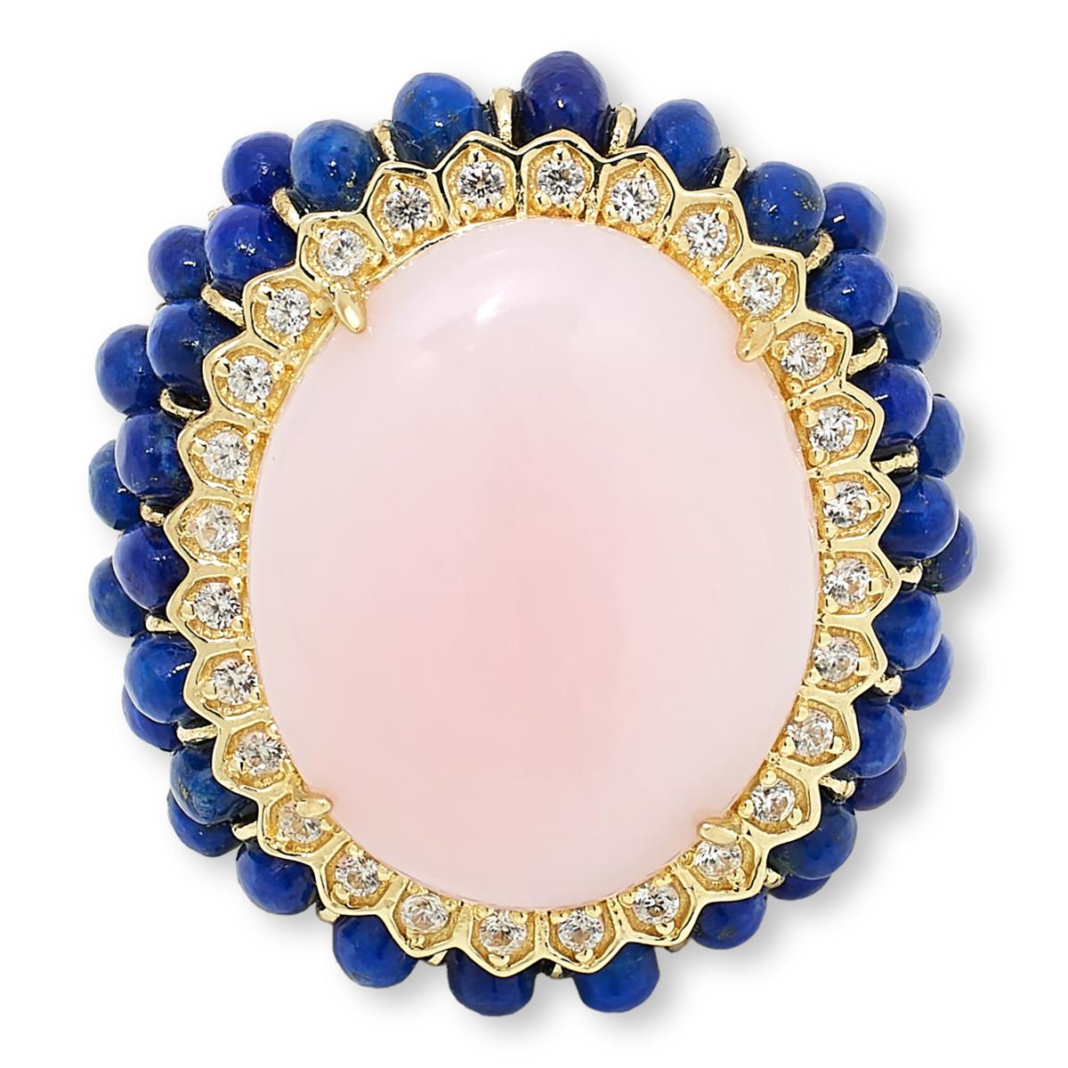 Rarities Gold-Plated Pink Opal and Multigemstone Cocktail Ring | HSN
