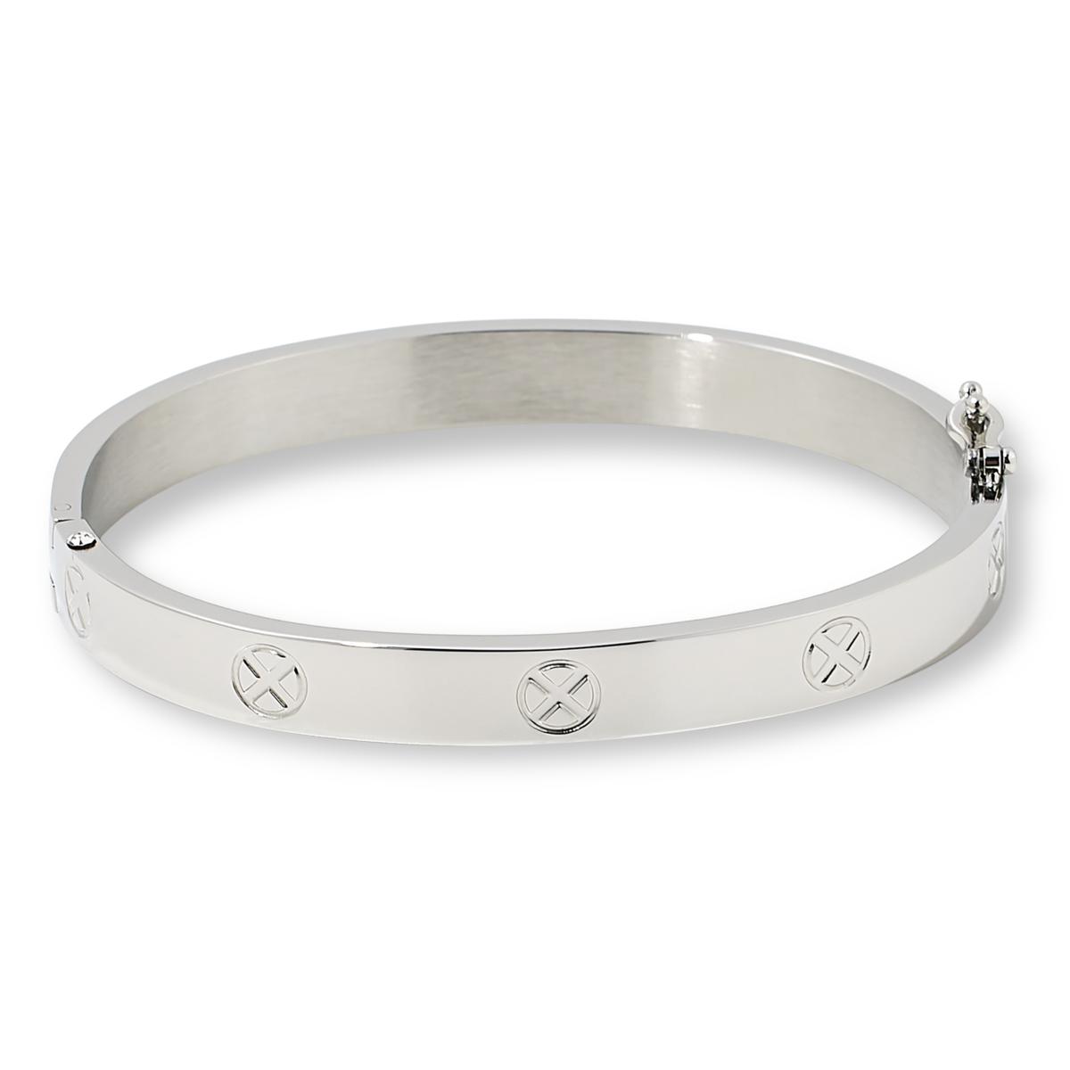 Stately Steel Hugs & Kisses CZ Accent Hinged Bangle Bracelet | HSN