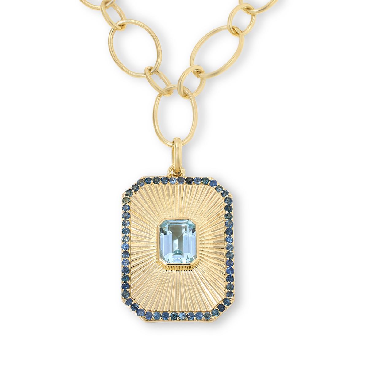 Rarities Octagonal Blue Topaz & Sapphire Gold-Plated Pendant Necklace ...
