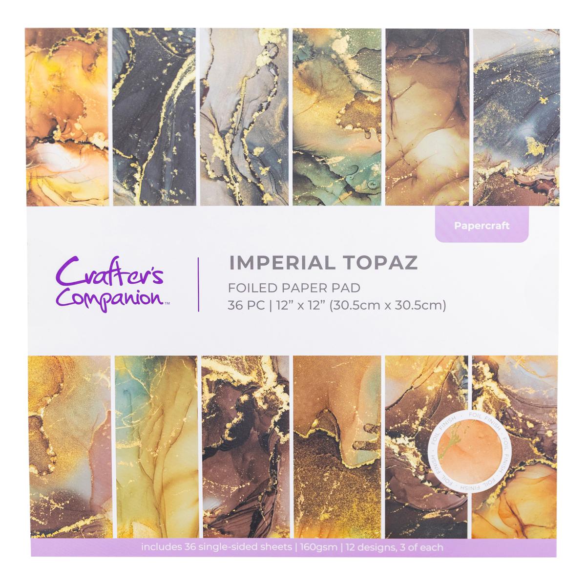 Crafter's Companion Imperial Topaz 12" Marble Foil Paper Pad 36 Sheets ...