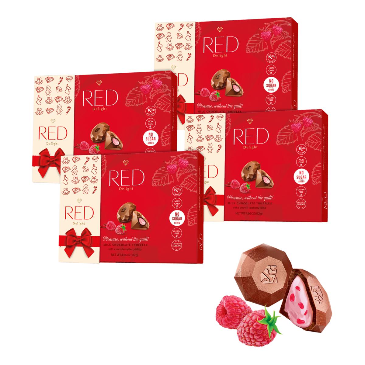 RED Chocolate European Crafted 4pk Raspberry Truffle Boxes- Ships 12/1 ...