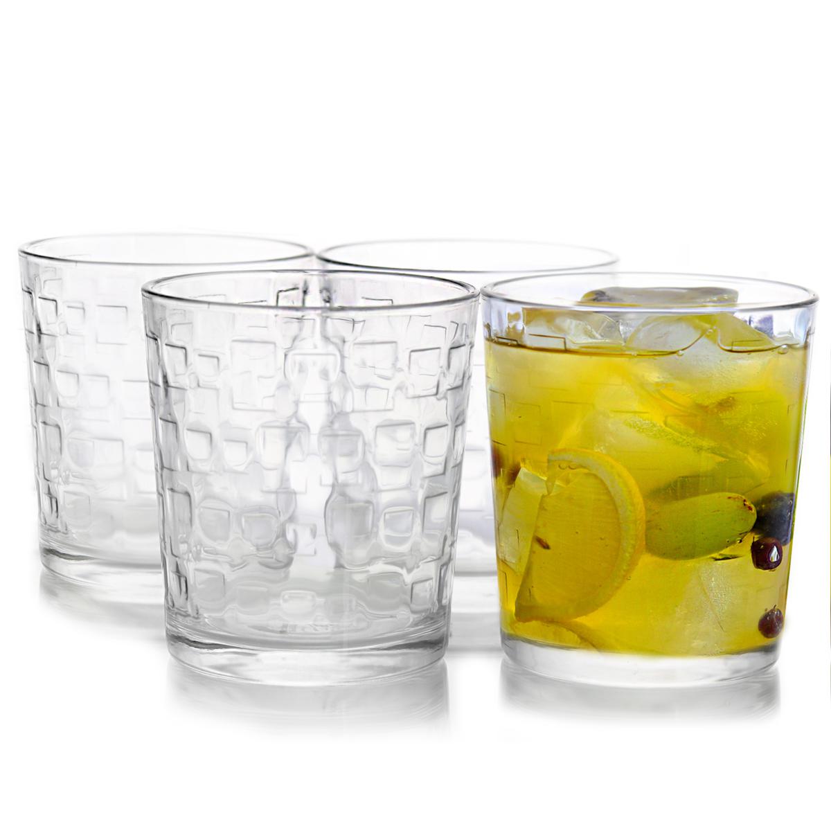 Gibson Home Great Foundations 4 piece 13 oz Embossed Glass Set ...