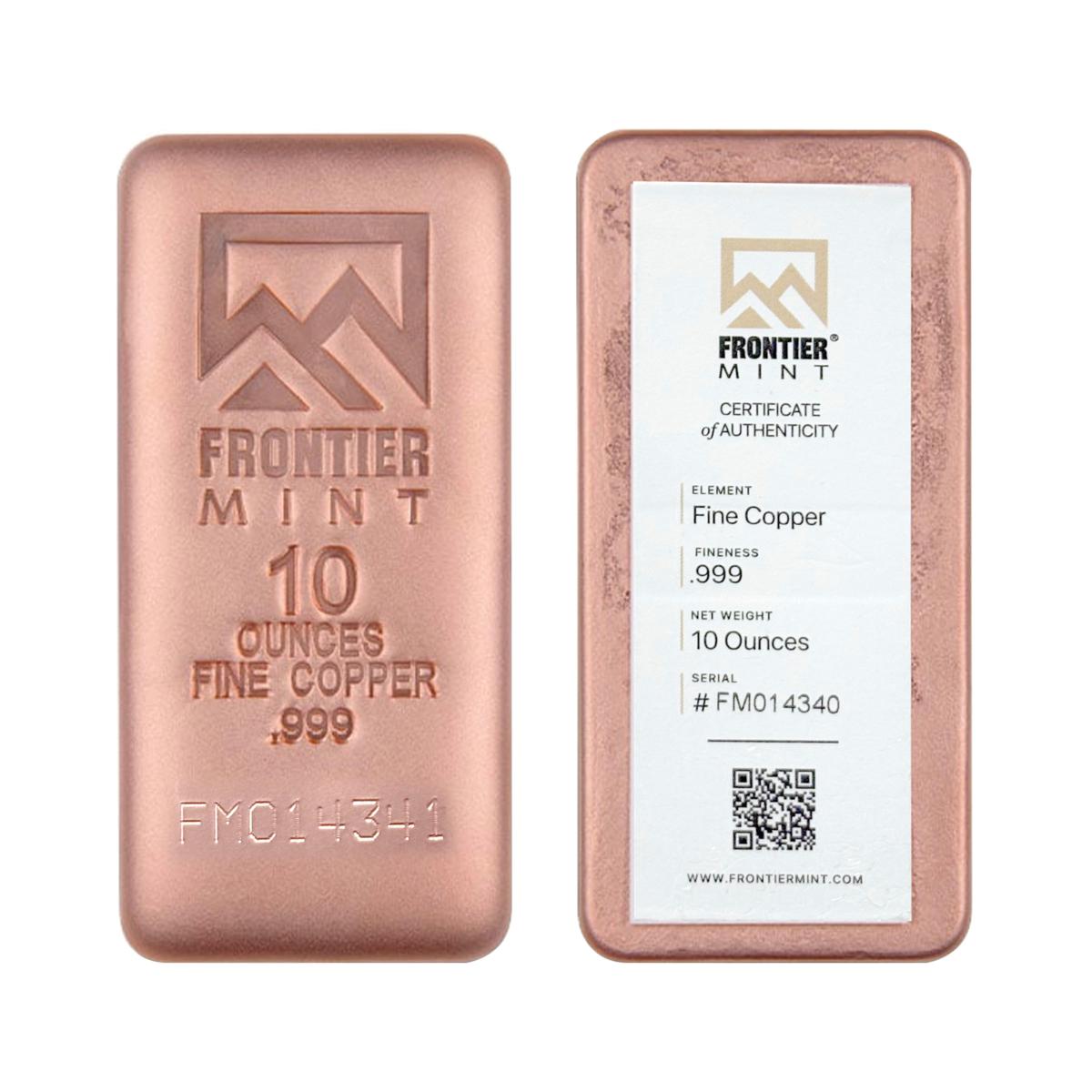 Frontier Mint 10 oz. 99.9% Fine Copper Bar | HSN