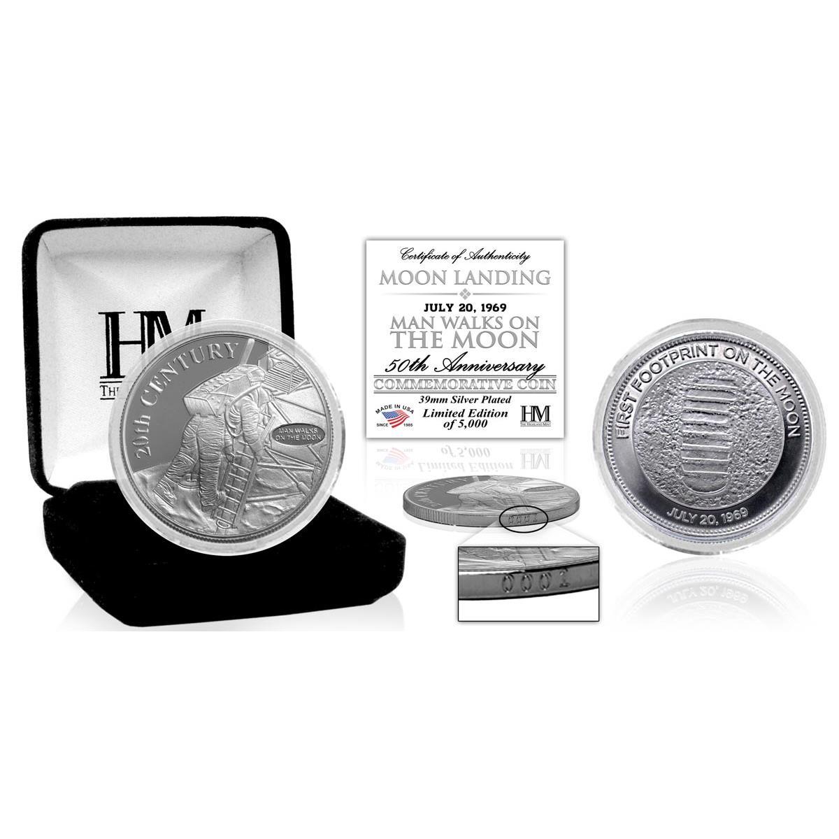 Highland Mint Moon Landing "Man Walks on the Moon" Silver Mint Coin | HSN