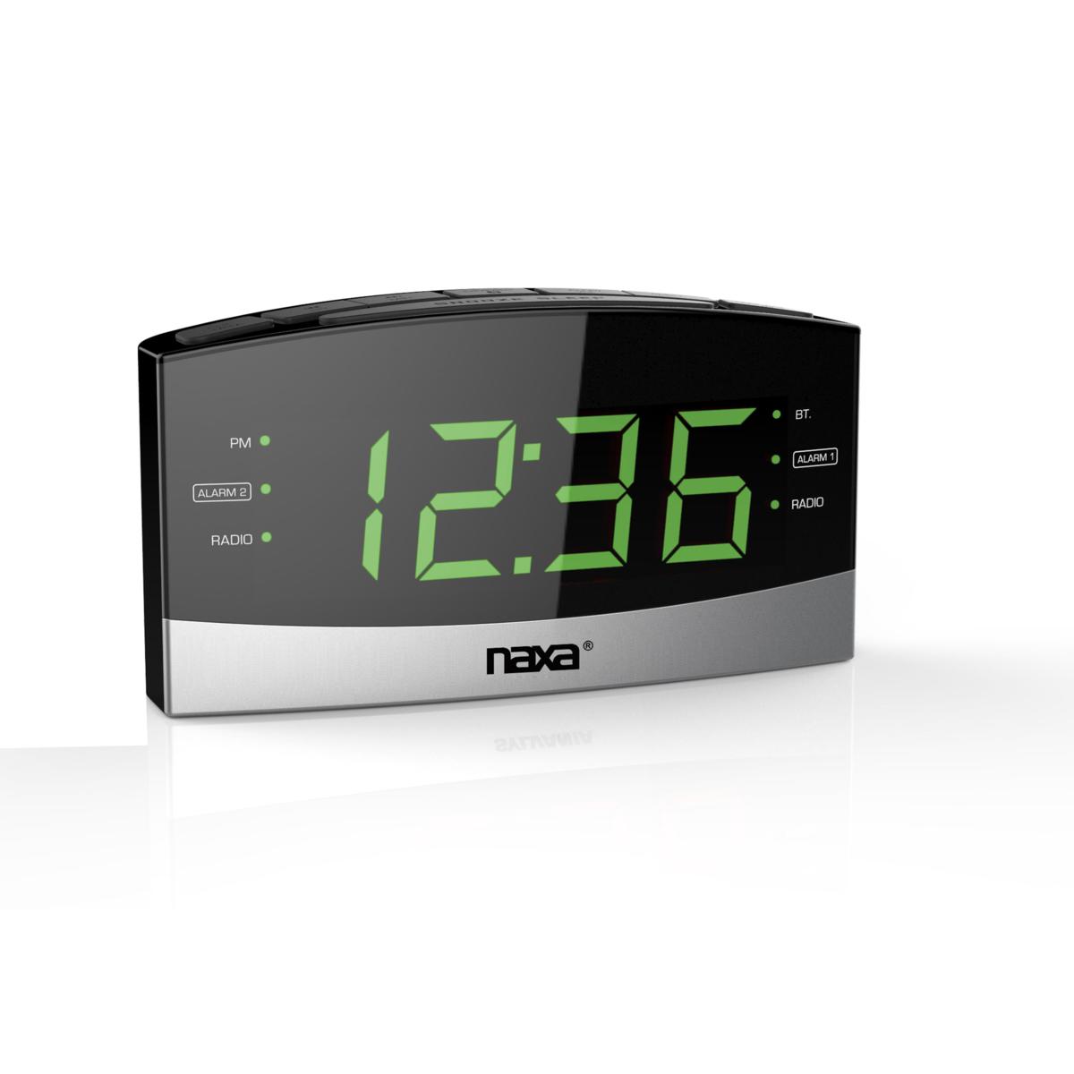 Naxa Bluetooth Easy Read Dual Alarm Clock with USB Charge Port ...