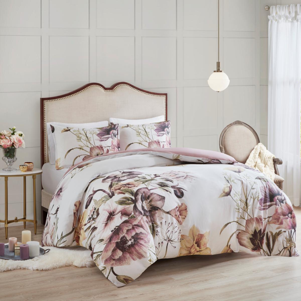 Madison Park Cassandra 3-pc Cotton Duvet Cover Set, Blush - K/Cal K | HSN