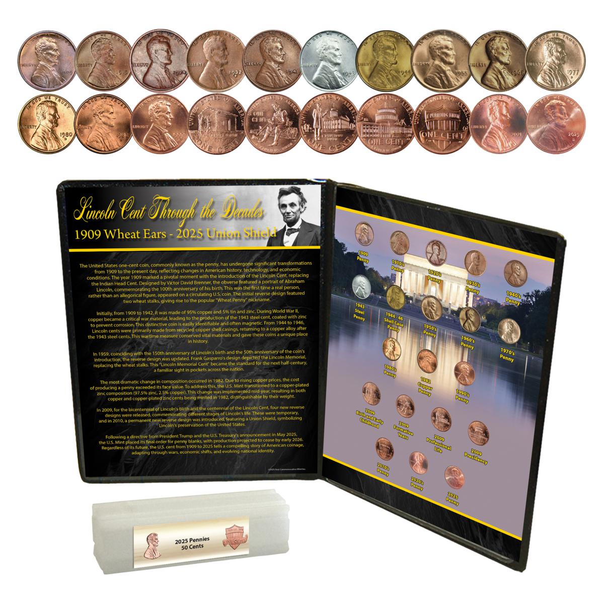 1909-2025 Lincoln Cent Through The Decades and One Roll of 2025 Cents | HSN