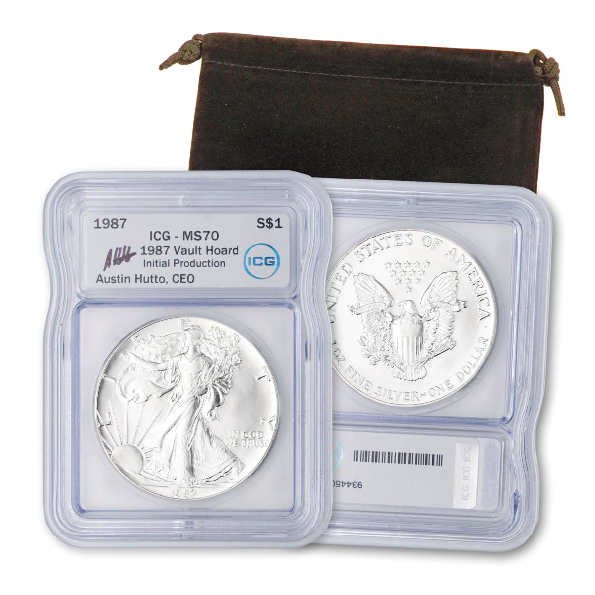 1987 MS70 Vault Hoard Silver Eagle Signed by Austin Hutto, ICG CEO | HSN