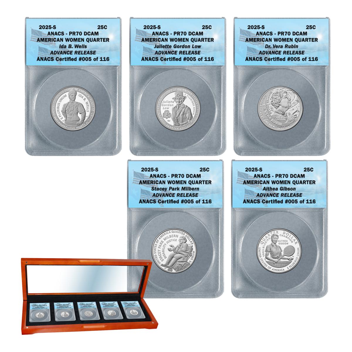 2025-S PR70 DCAM ANACS Advance Release LE 116 American Women Proof Set ...