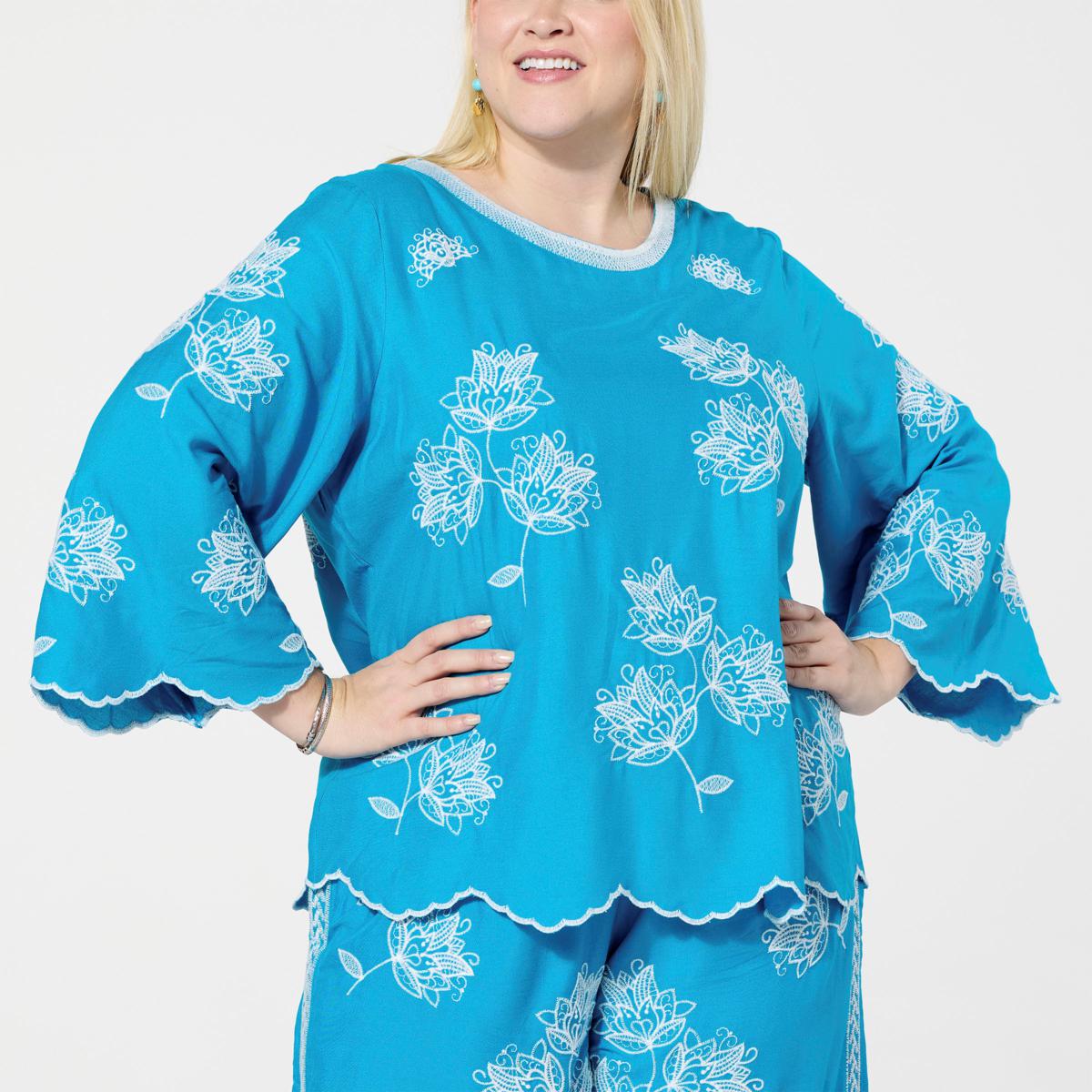 Antthony Embroidered Scalloped Edge Blouse - 22653938 | HSN