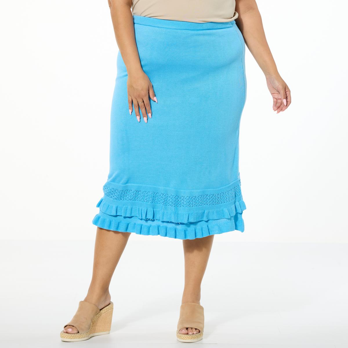 Antthony Sweater Knit Ruffled Hem Pull-On Skirt | HSN