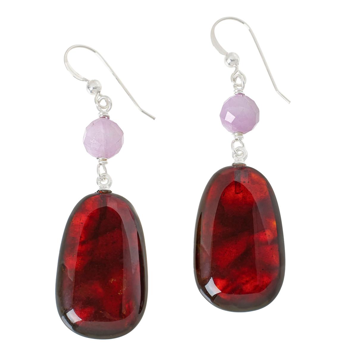 "As Is" Jay King Sterling Silver Brown Amber & Pink Kunzite Earrings ...