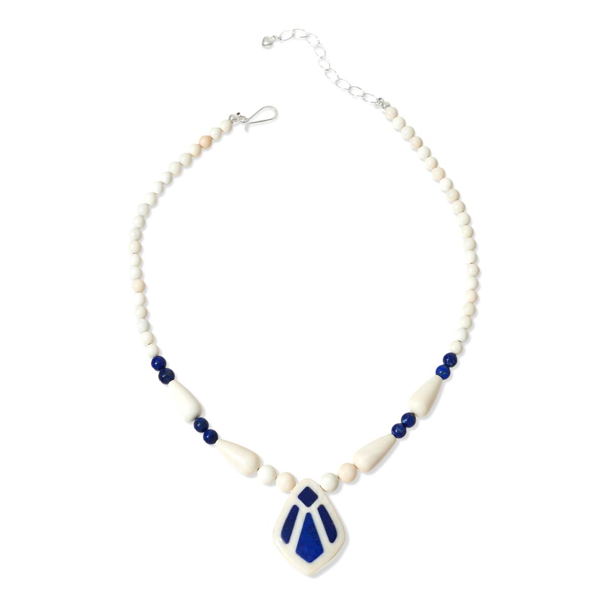 "As Is" Jay King Sterling Tibetan Tapioca Calcite and Lapis Necklace | HSN