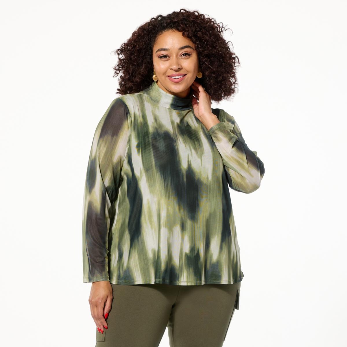 "As Is" WynneLayers Mesh Printed Turtleneck | HSN