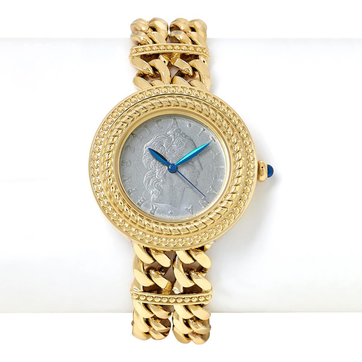 Bellezza Women's 50 Lira Coin Cuban-Link Bracelet Watch | HSN