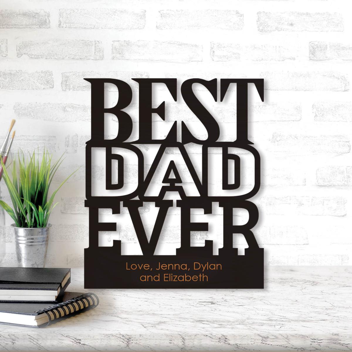 Best Dad Ever Personalized Black Wood Plaque | HSN