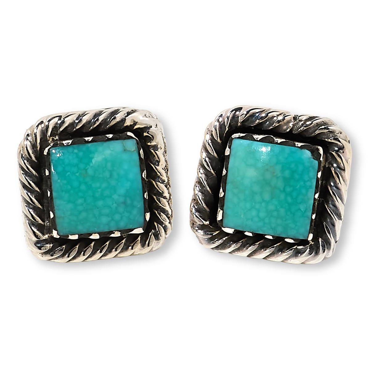 Chaco Canyon Campitos Turquoise 5mm Square Stud Earrings - 23534895 | HSN