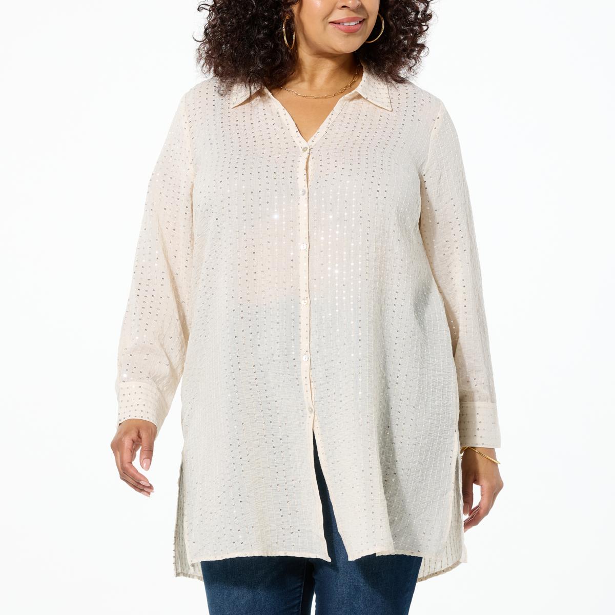 Colleen Lopez Button-Front Sequin Tunic | HSN