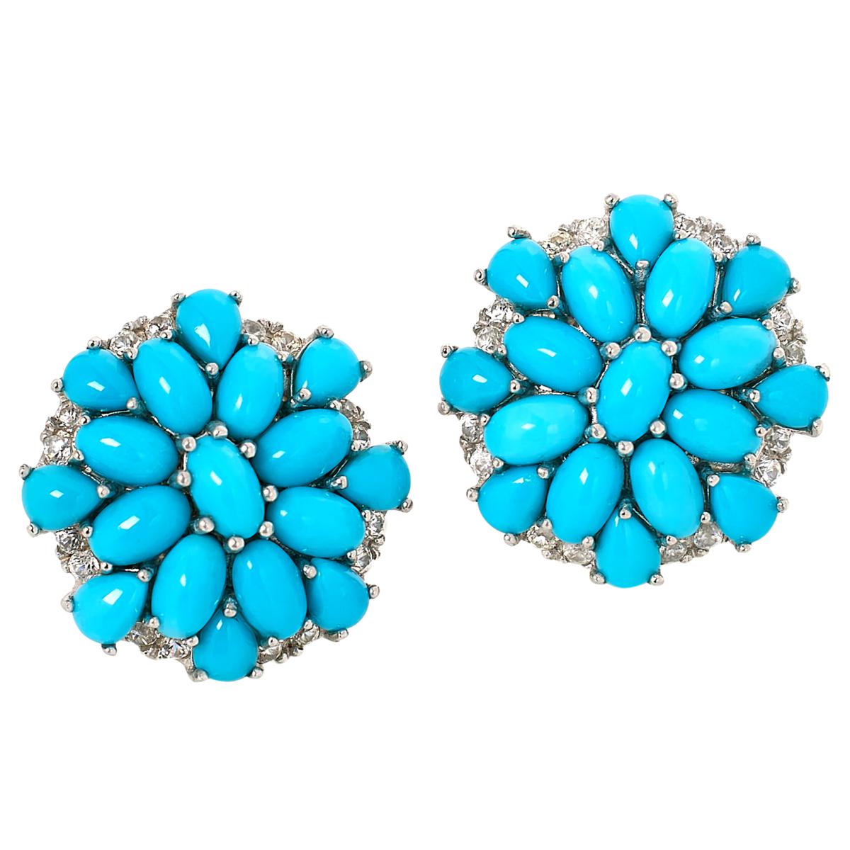 Colleen Lopez Gemstone and White Zircon Floral Stud Earrings - 22950841 ...