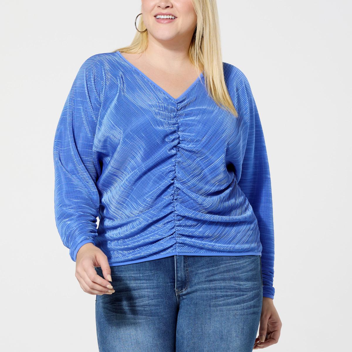Colleen Lopez Long Sleeve Ruched Front Top | HSN