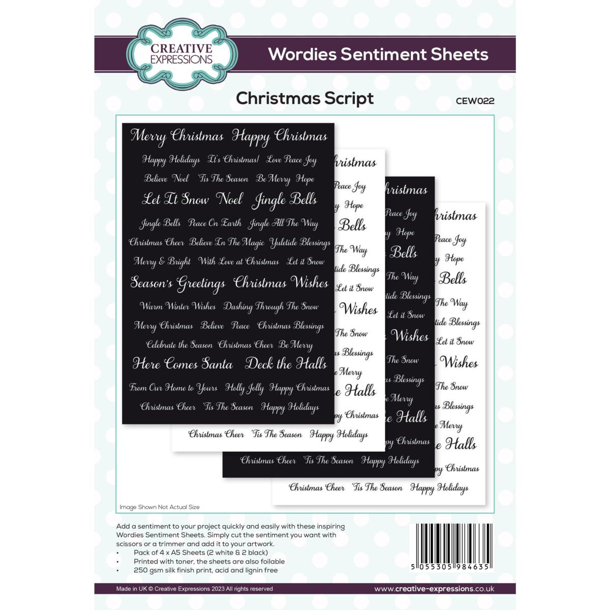 Creative Expressions Wordies Sentiment Sheets Christmas Script ...