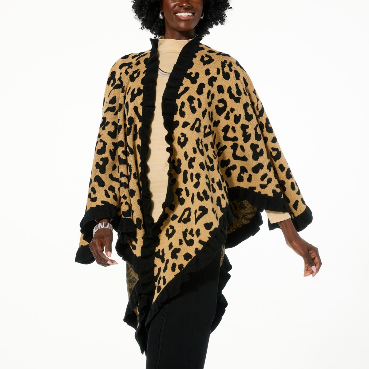 Curations x Debbie Denmon Jacquard Knit Poncho Topper | HSN