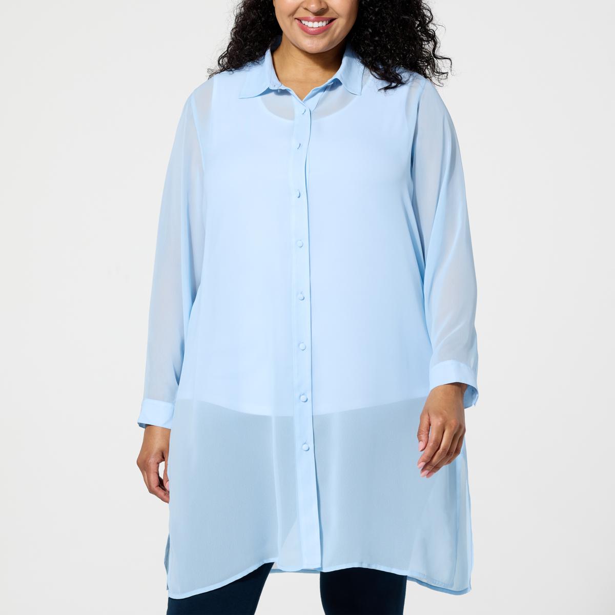 Curations x Nicole Hickl Button-Down Chiffon Duster - 22251855 | HSN