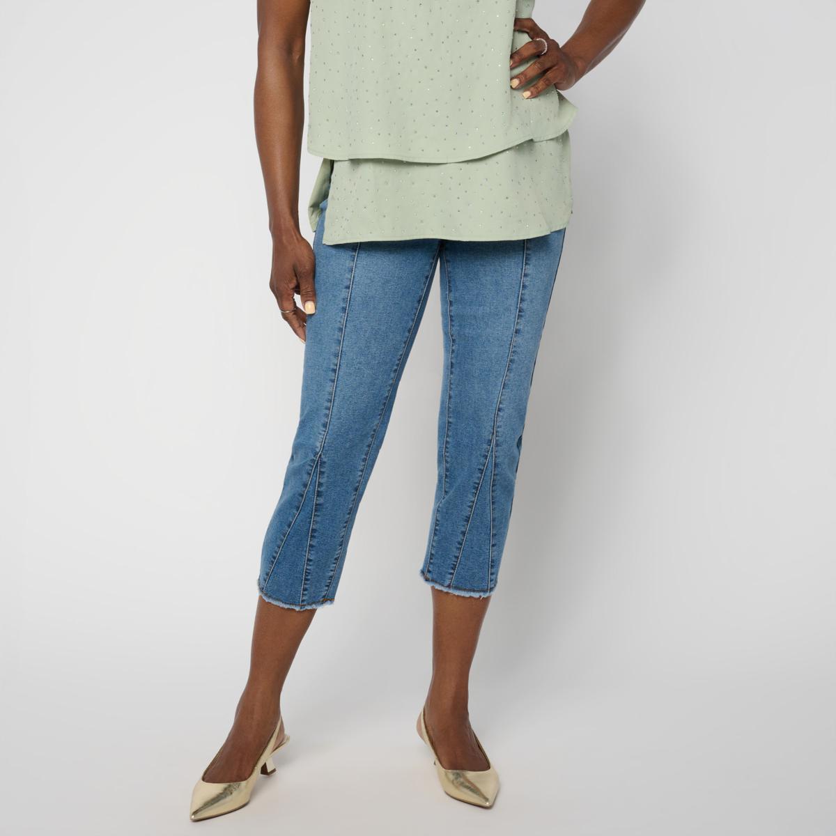 (HSN) DG2 by Diane Gilman Legacy Stretch Paneled Straight Leg Crop Jean ...
