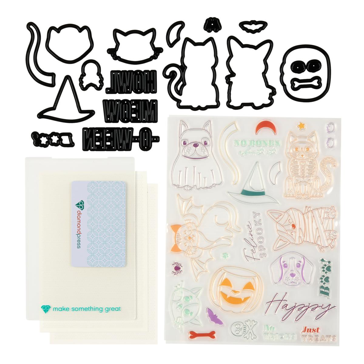 Diamond Press Halloween Pets Stamp and Die Kit - 23297261 | HSN