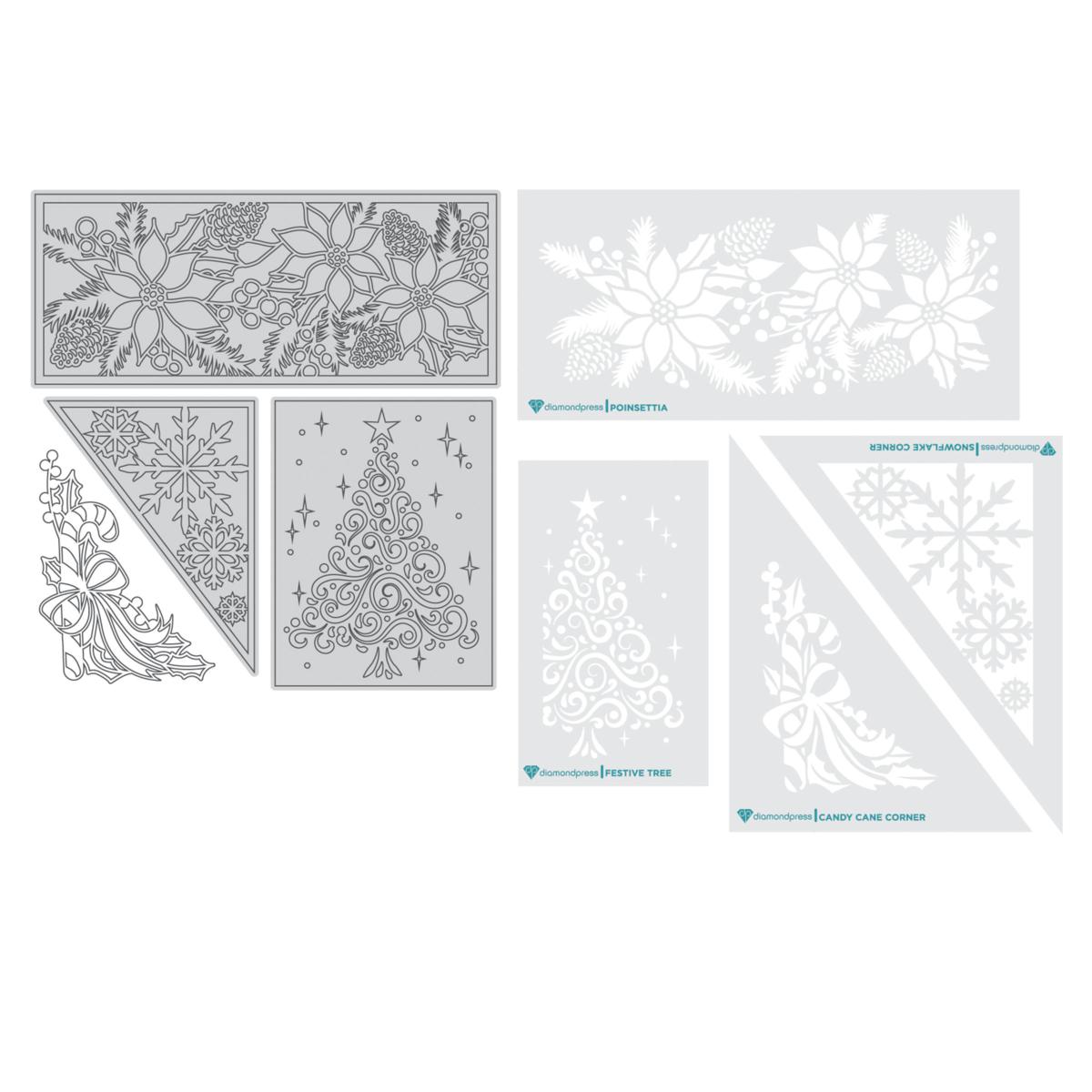Diamond Press Poinsettia Holiday Stencil and Die Set | HSN