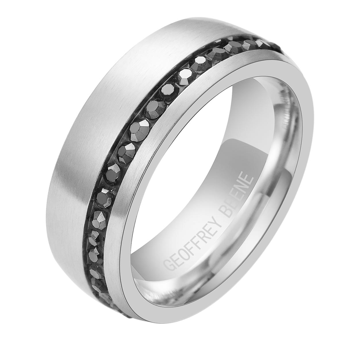 Geoffrey Beene Men's Stainless Steel Hematite Inlay Ring - 20600221 | HSN