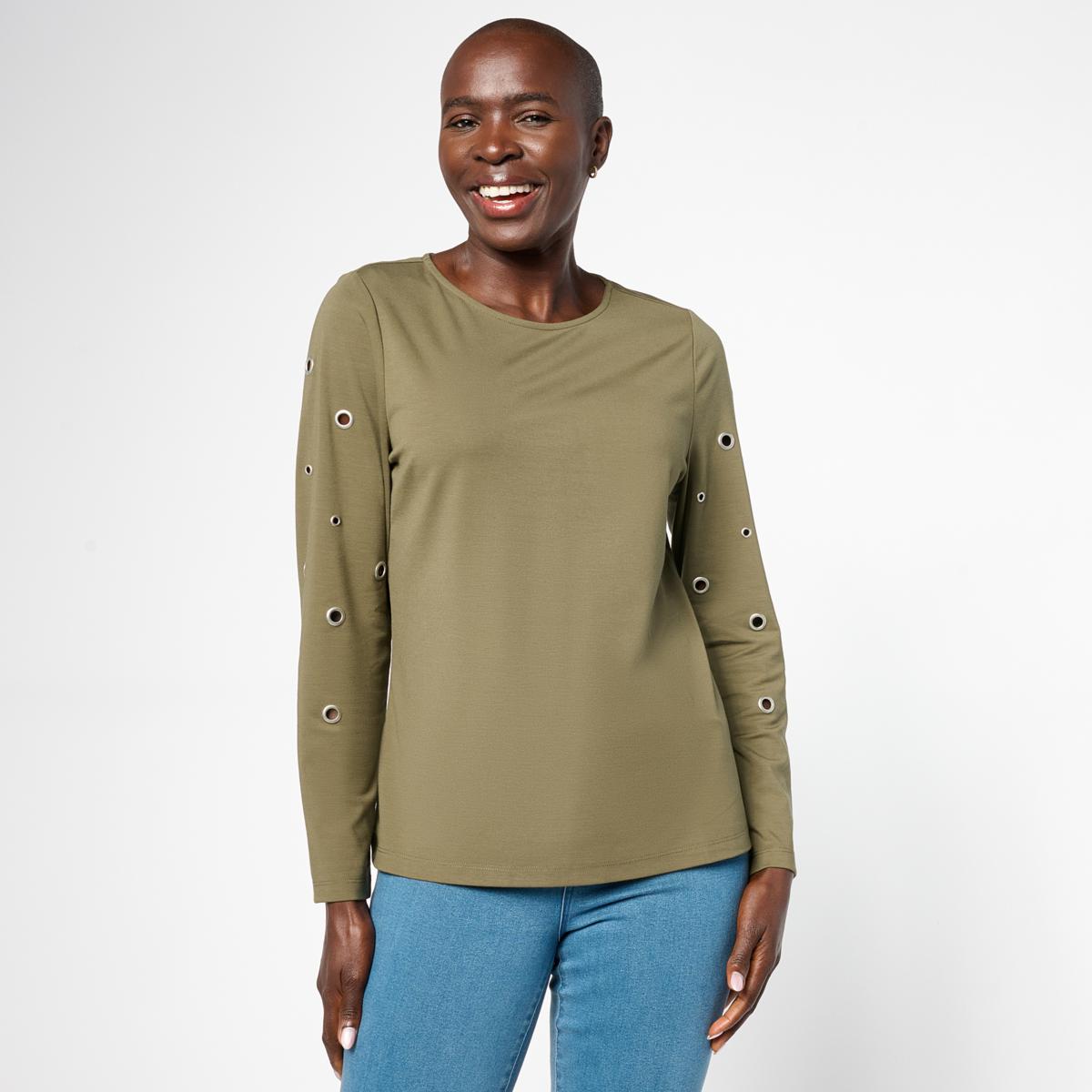 Grey by Jhoan Sebastian Lightweight Double-Knit Grommet Top | HSN