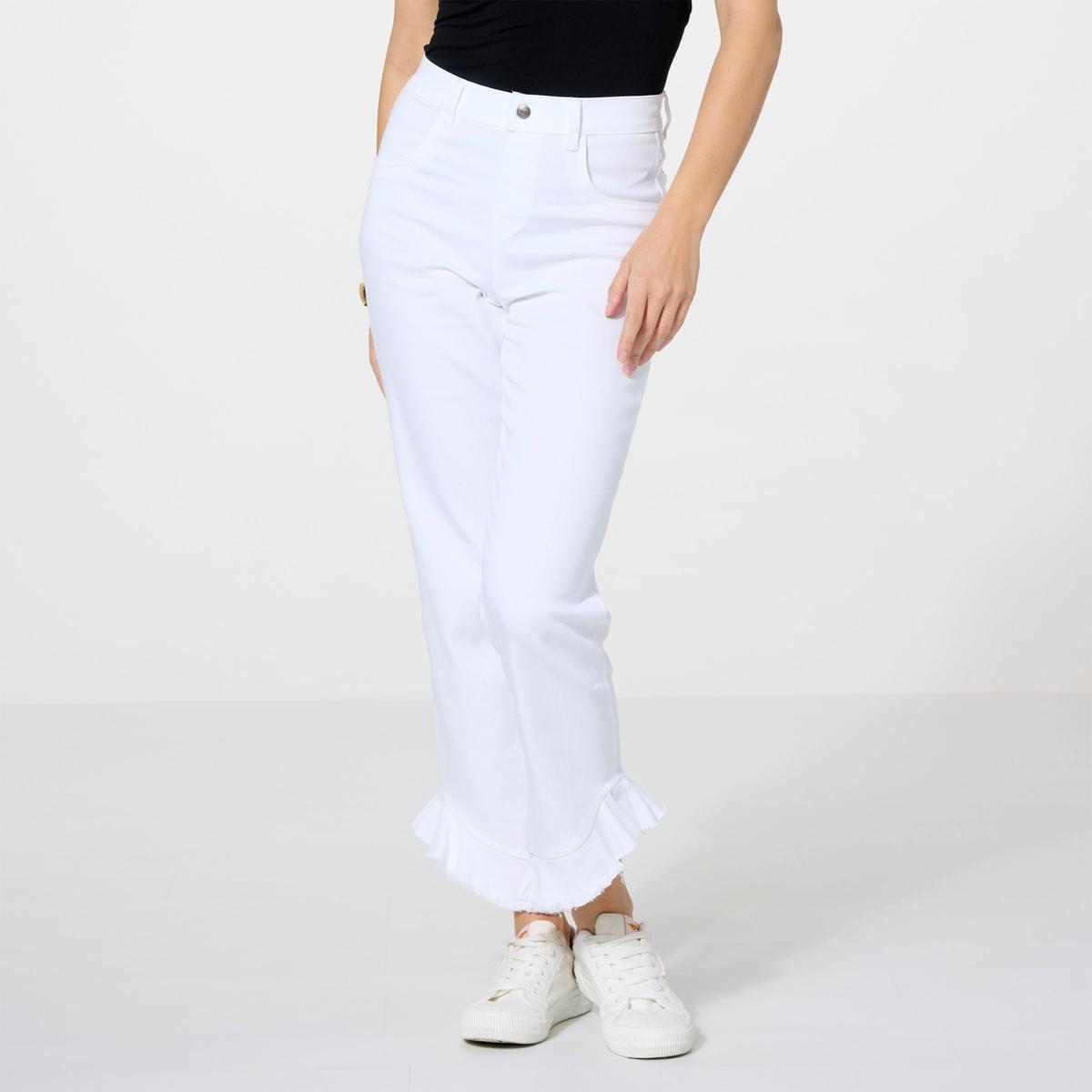 HUE Ruffle Crop Denim Skimmer Jean - 21491110 | HSN