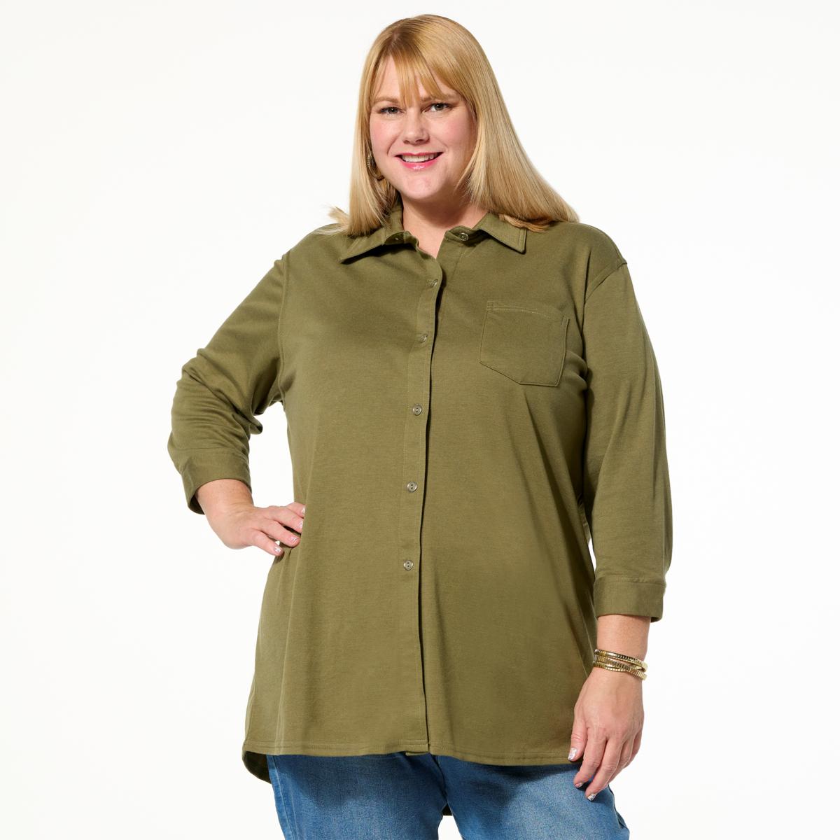HUE Spring Button-Down Nap Shirt | HSN