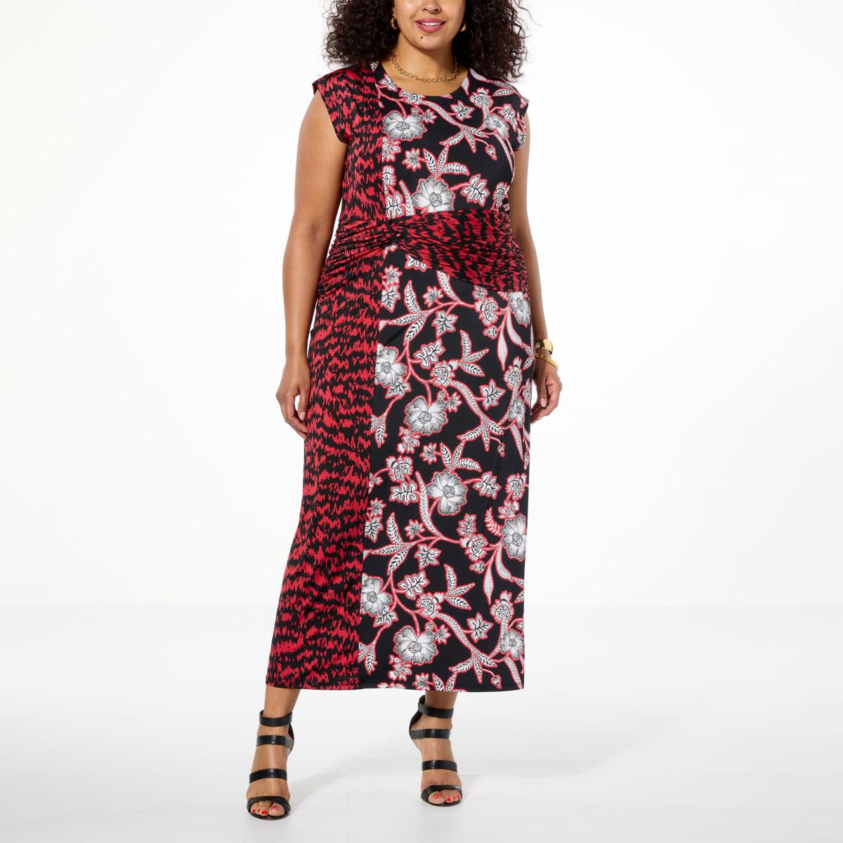 IMAN Global Chic Cap-Sleeve Draped Detail Dress | HSN