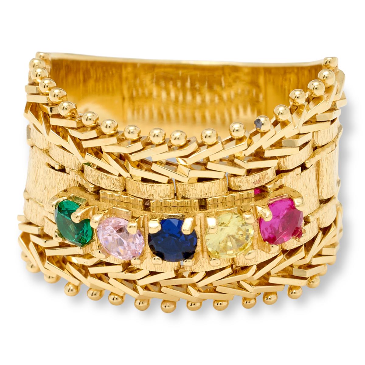 Imperial Silver Satin-Finish Multicolor CZ Band Ring - 23716760 | HSN