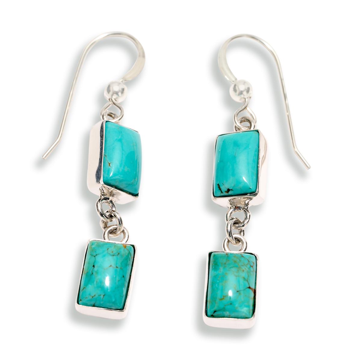 Jay King Sterling Silver Chilean Turquoise Rectangular Drop Earrings | HSN