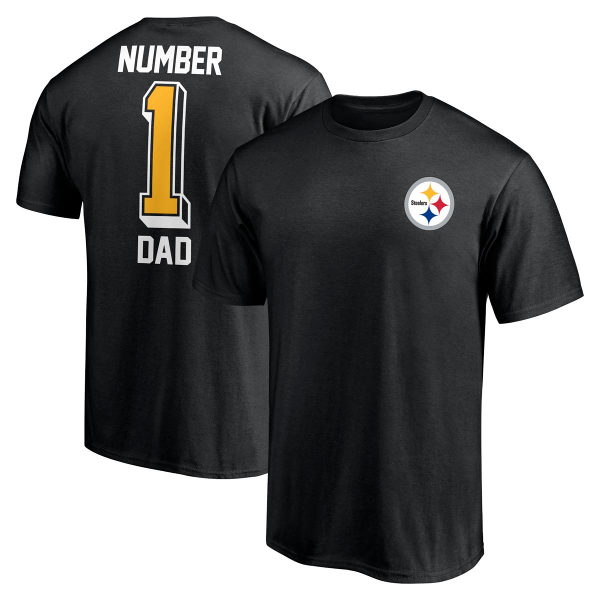 Men's Fanatics Branded Black Pittsburgh Steelers #1 Dad T-Shirt ...