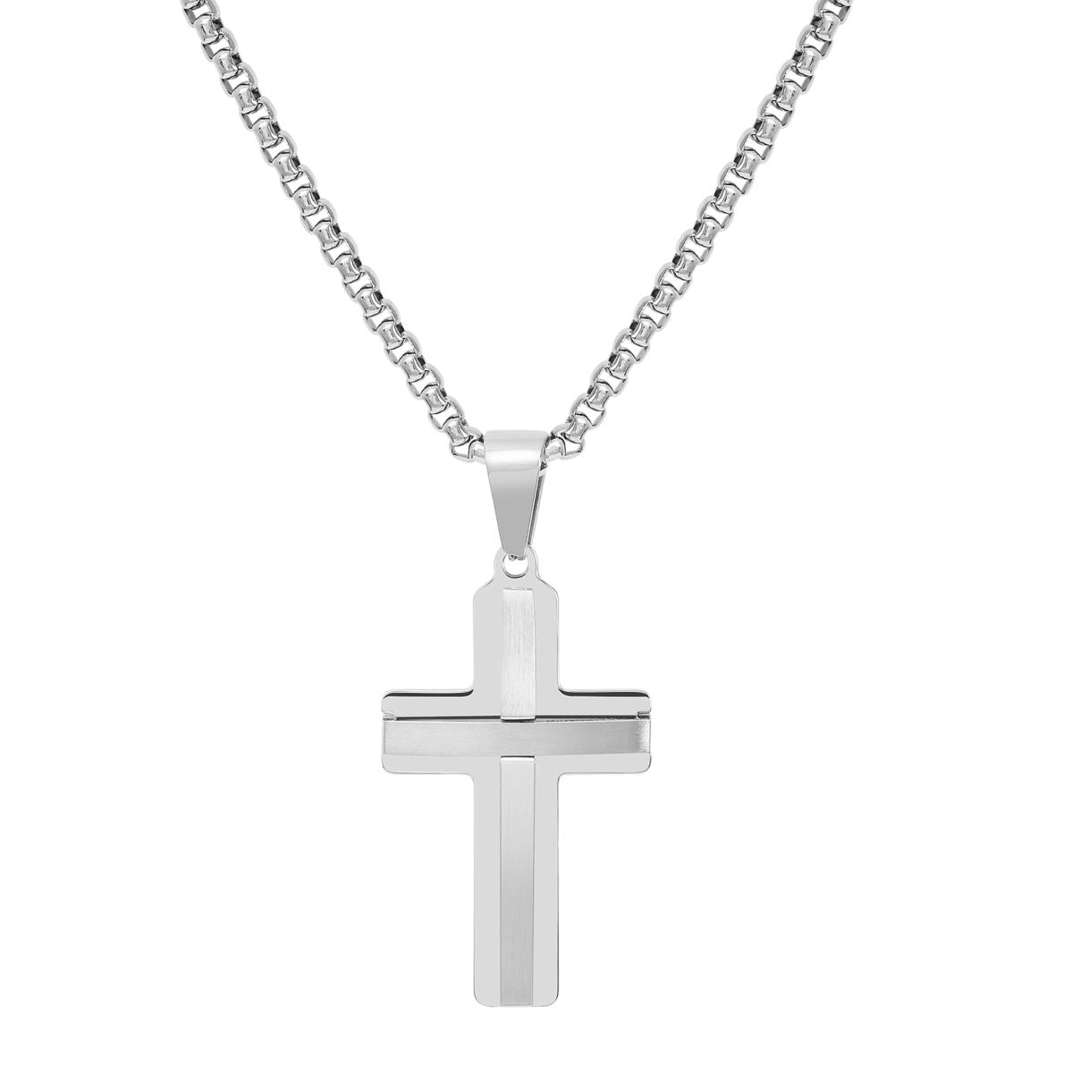 Men's Stainless Steel Double Cross Pendant with Chain | HSN