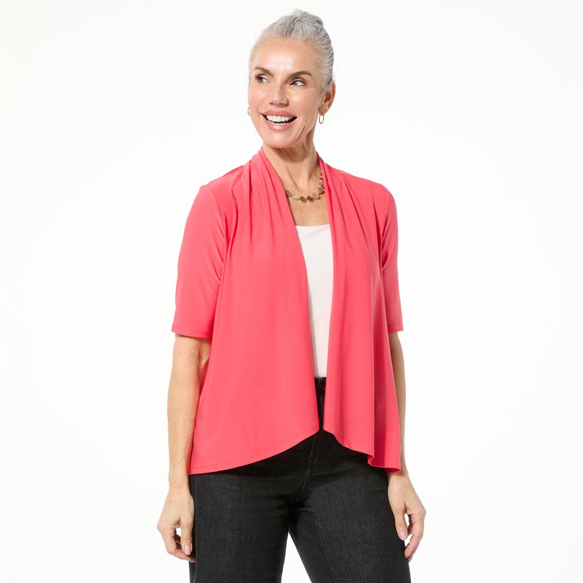 Nina Leonard Elbow-Sleeve Drape-Front Bolero | HSN
