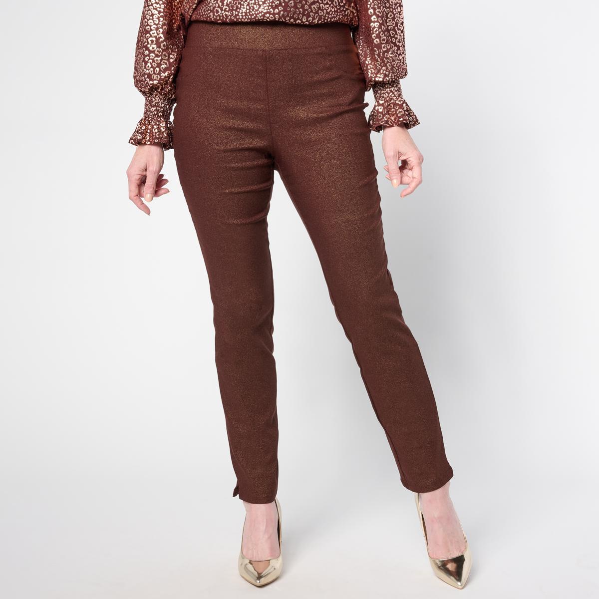 Nina Leonard Narrow Leg Pull-On Foiled Pant - 23537863 | HSN